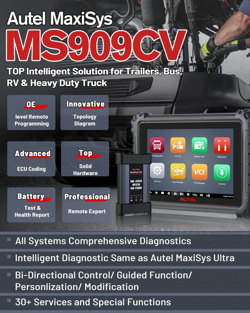 Autel MaxiSys MS909CV: Top Diagnostic Tool for Heavy Duty Truck ...